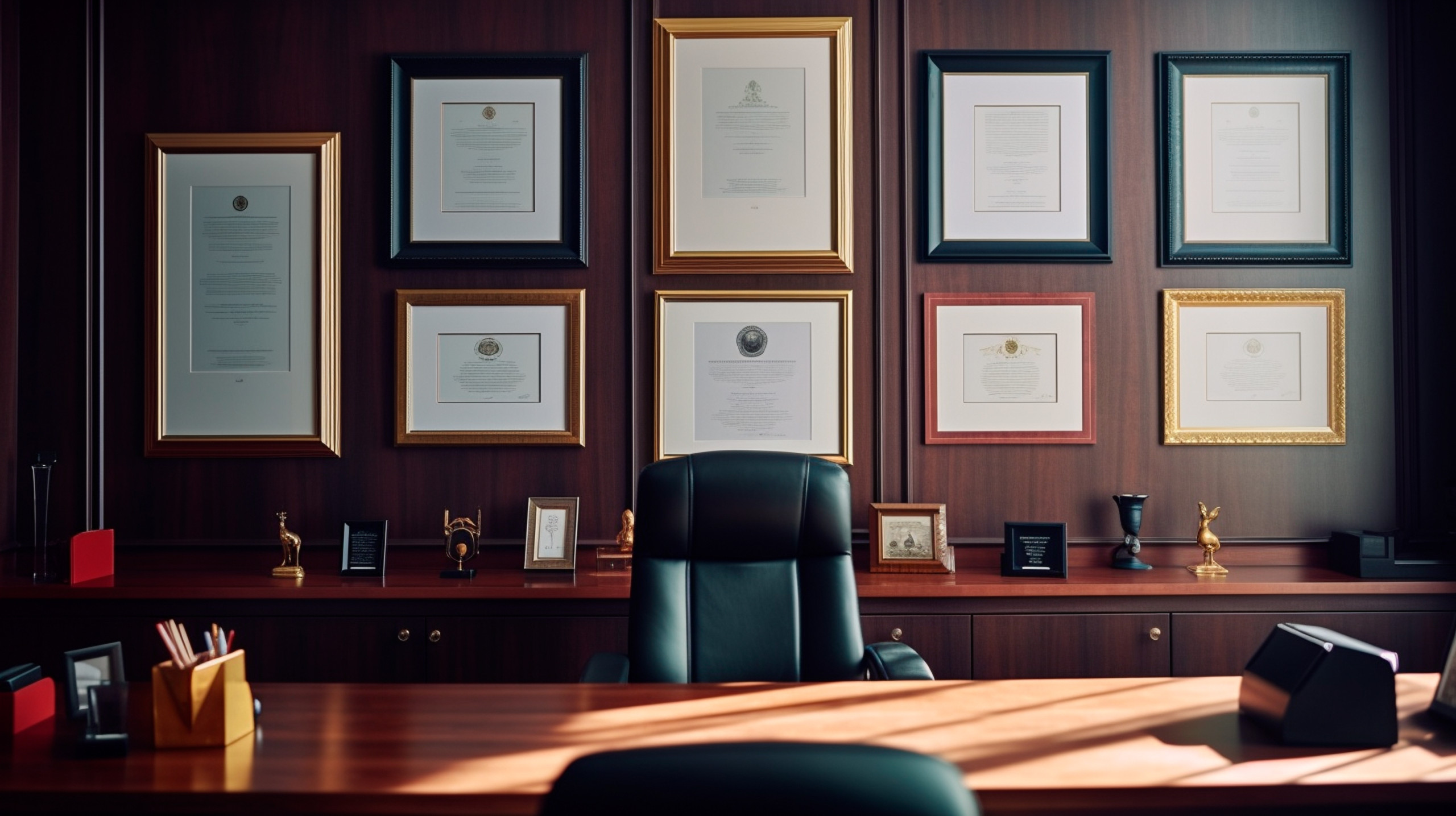 Empty frame on office wall diploma degree certificate credentials image ...